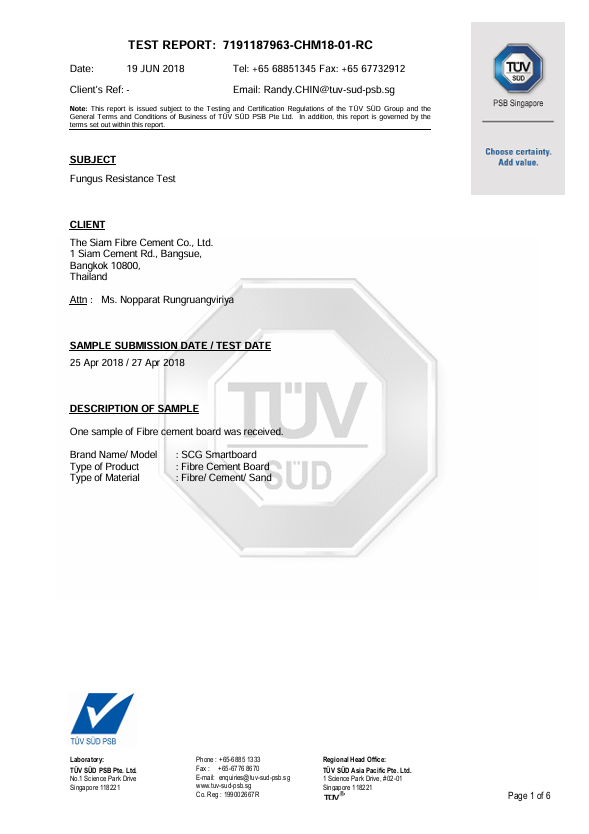 SCG Smartboard - Phiếu kết quả chống nấm mốc